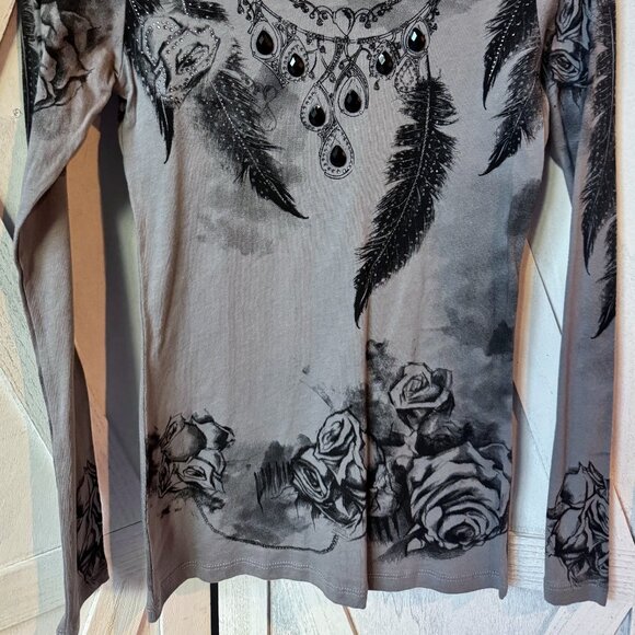 Vocal Apparel | Tops | New Vocal Apparel Womens Crystal Gray Black ...
